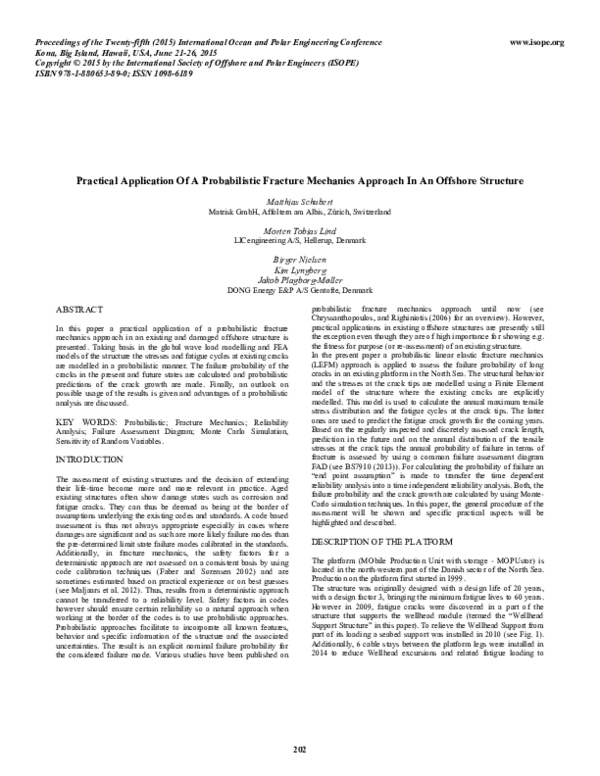 (PDF) Practical Application Of A Probabilistic Fracture Mechanics Approach In An Offshore Structure