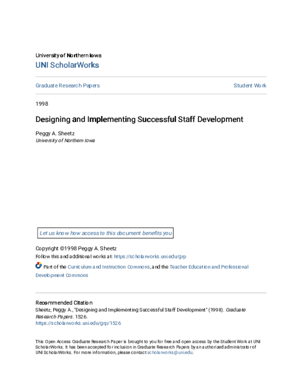 (PDF) Designing and Implementing Successful Staff Development