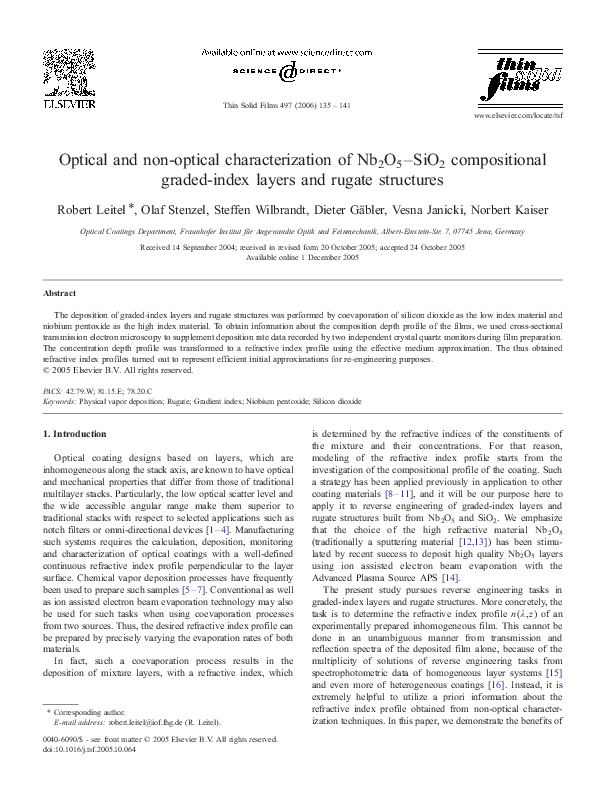 (PDF) Optical and non-optical characterization of Nb2O5–SiO2 ...
