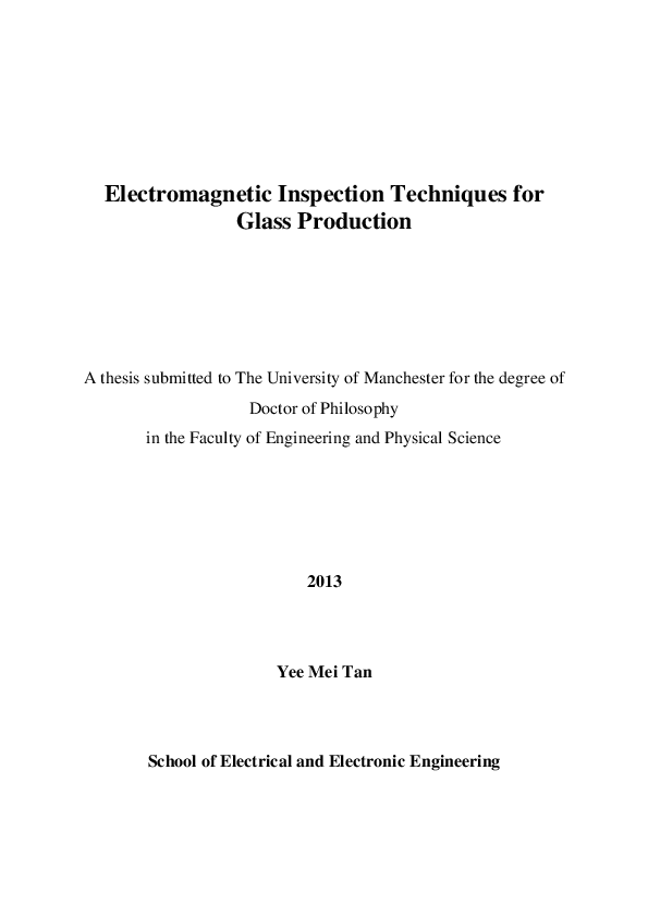(PDF) Electromagnetic inspection techniques for glass production