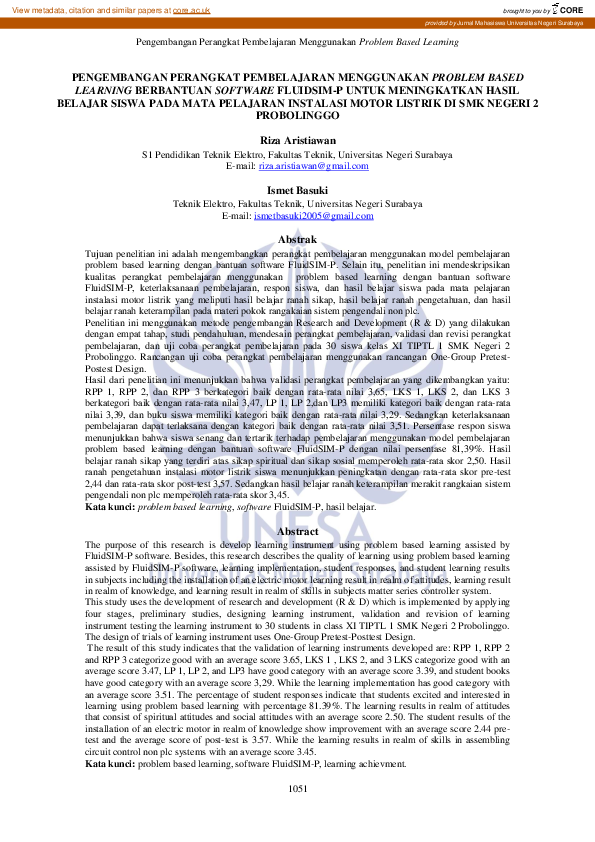 (PDF) Pengembangan Perangkat Pembelajaran Menggunakan Problem Based Learning Berbantuan Software ...