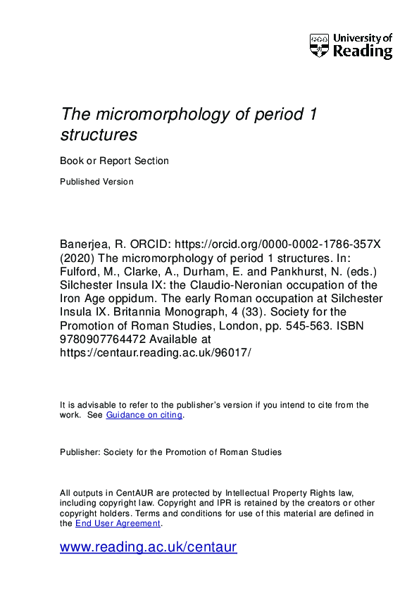 (PDF) The micromorphology of period 1 structures