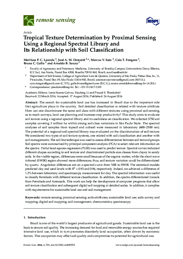(PDF) Tropical Texture Determination by Proximal Sensing Using a Regional Spectral Library and ...