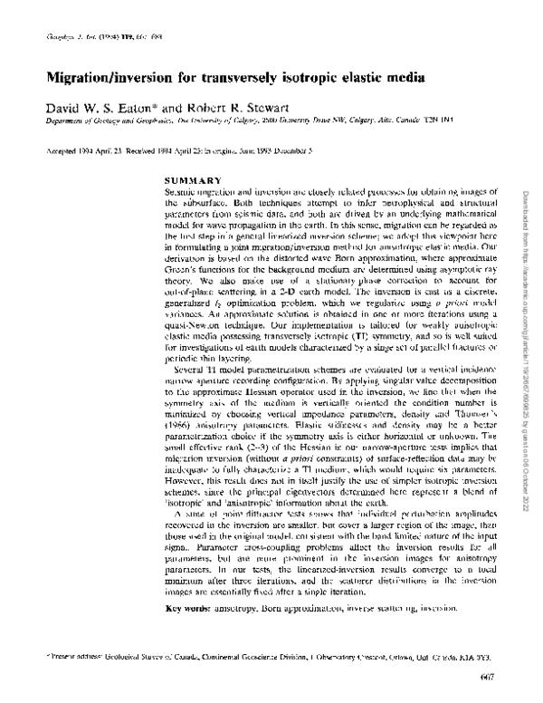 (PDF) Migration/inversion for transversely isotropic elastic media