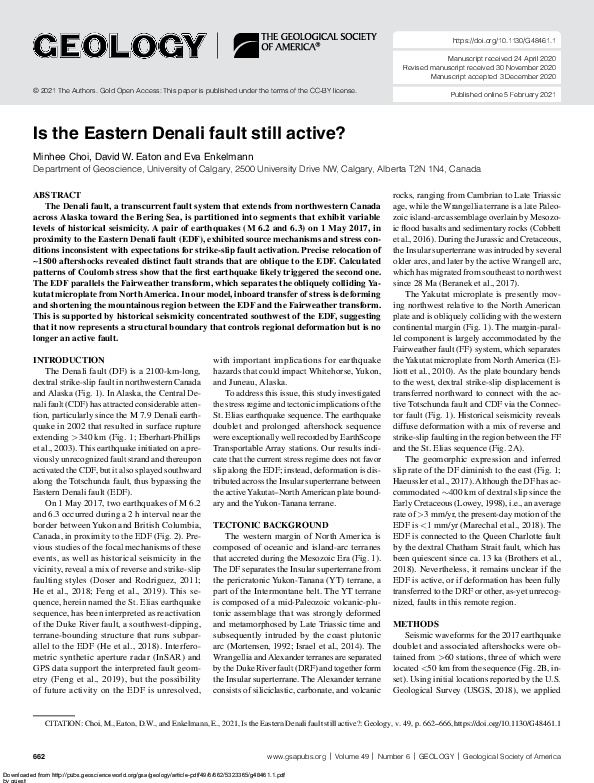 (PDF) Is the Eastern Denali fault still active?