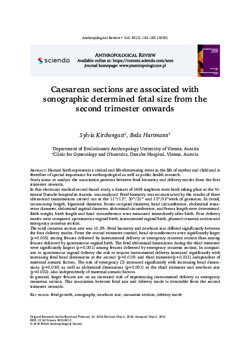 (PDF) Caesarean sections are associated with sonographic determined ...