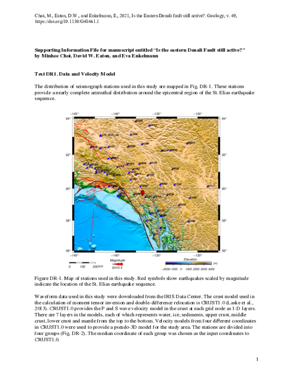 (PDF) Supplemental Material: Is the Eastern Denali fault still active?