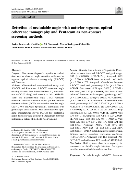 (PDF) Detection of occludable angle with anterior segment optical ...