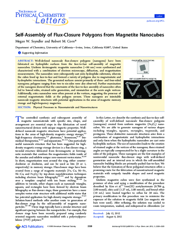 (PDF) Self-Assembly of Flux-Closure Polygons from Magnetite Nanocubes