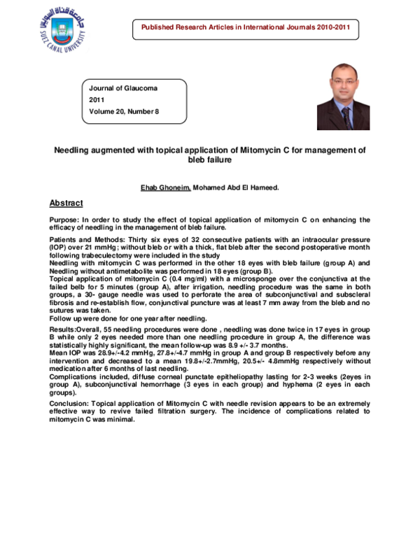 Needling Augmented With Topical Application of Mitomycin C for ...