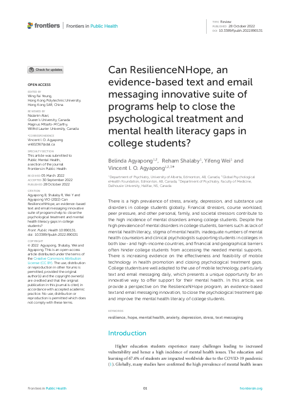 (PDF) Can ResilienceNHope, an evidence-based text and email messaging ...