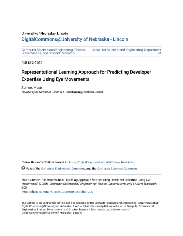(PDF) Representational Learning Approach for Predicting Developer Expertise Using Eye Movements