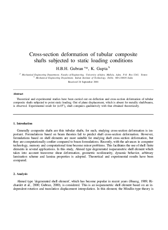 (PDF) Cross-section deformation of tubular composite shafts subjected ...