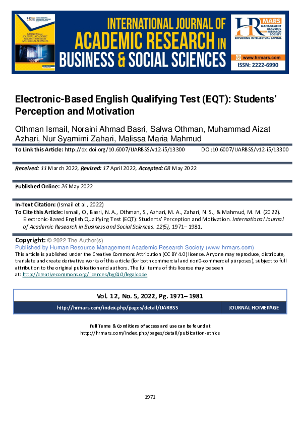 (PDF) Electronic-Based English Qualifying Test (EQT): Students ...