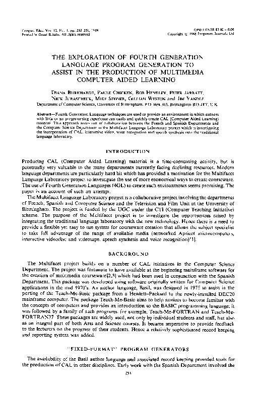 (PDF) The exploration of fourth generation language program generation to assist in the ...