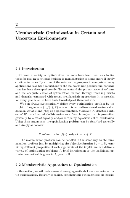 (PDF) Metaheuristic Optimization in Certain and Uncertain Environments