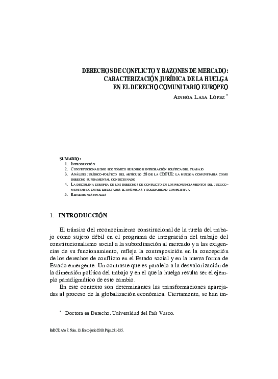 (PDF) Derechos de conflicto y razones de mercado: caracterizaci??n jur??dica de la huelga en el ...