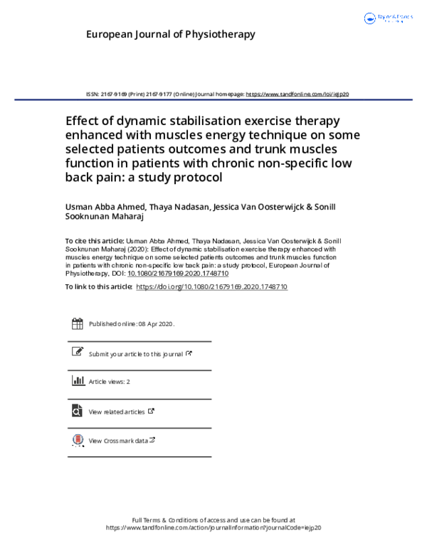 (PDF) Effect of dynamic stabilisation exercise therapy enhanced with ...