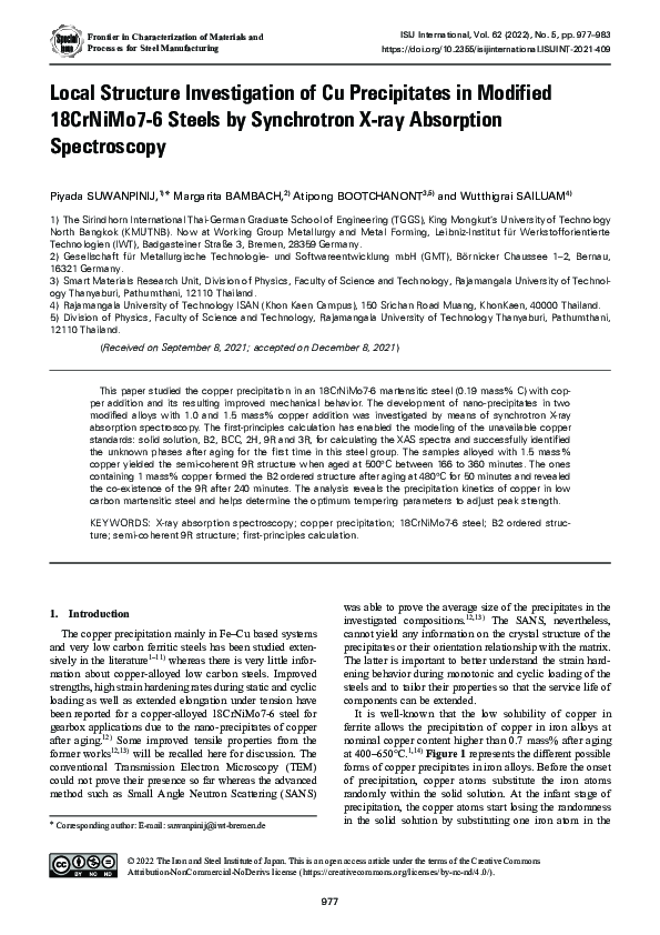 (PDF) Local Structure Investigation of Cu Precipitates in Modified ...