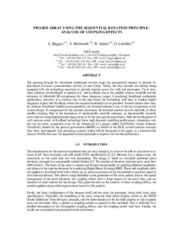 Pdf Phased Array Using The Sequential Rotation Principle Analysis Of Coupling Effects