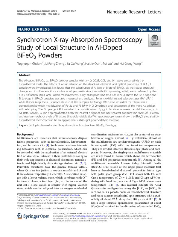 (PDF) Synchrotron X-ray absorption spectroscopy study of local ...