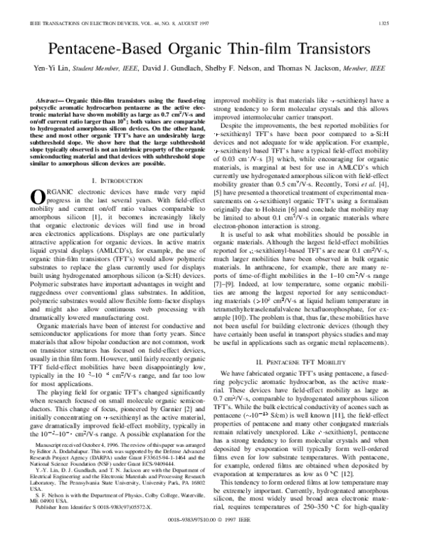 (PDF) Pentacene-based organic thin-film transistors