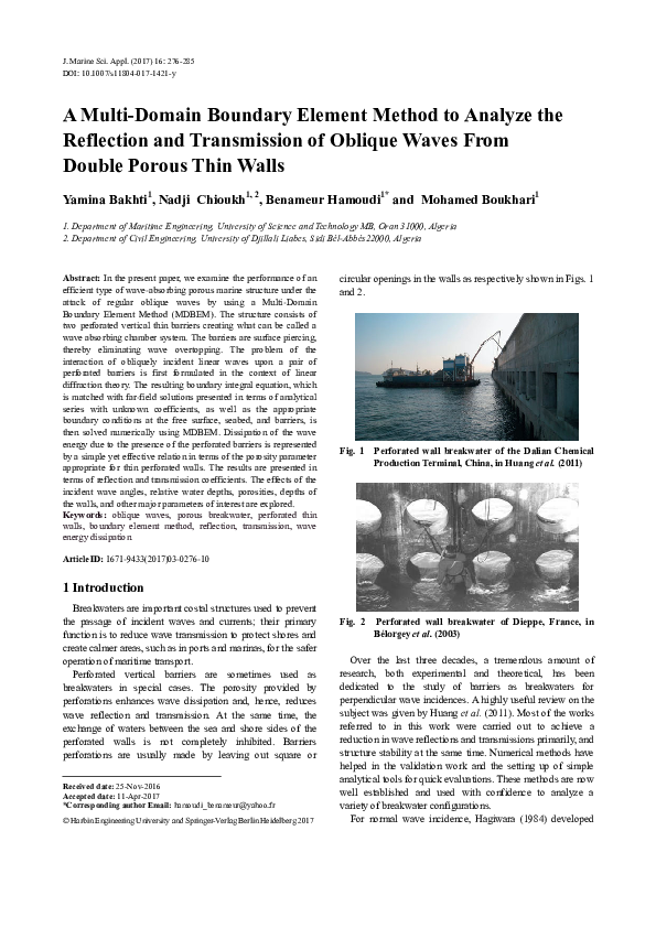 (PDF) A multi-domain boundary element method to analyze the reflection and transmission of ...