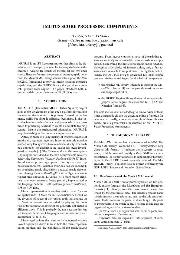 (PDF) Imutus Score Processing Components