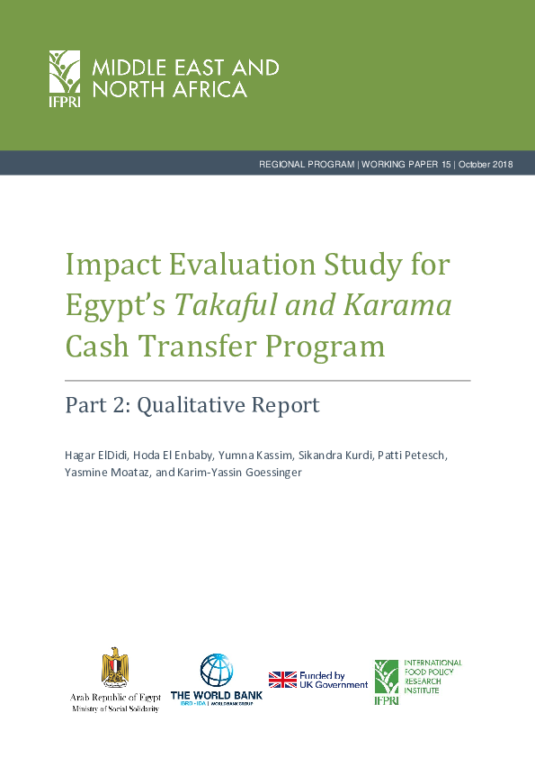 (PDF) Impact evaluation study for Egypt's Takaful and Karama cash transfer program: Part 2 ...