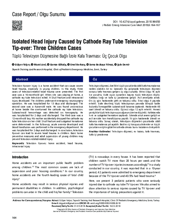 (PDF) Isolated Head Injury Caused by Cathode Ray Tube Television Tip ...
