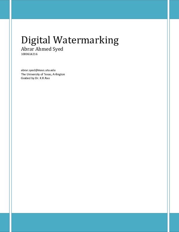 (PDF) Digital watermarking
