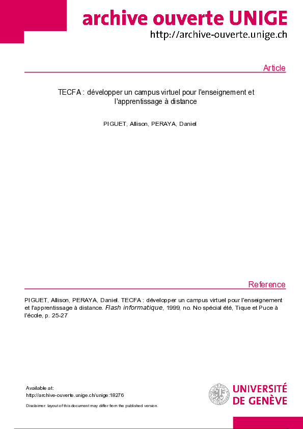 (PDF) TECFA : développer un campus virtuel pour l'enseignement et l ...