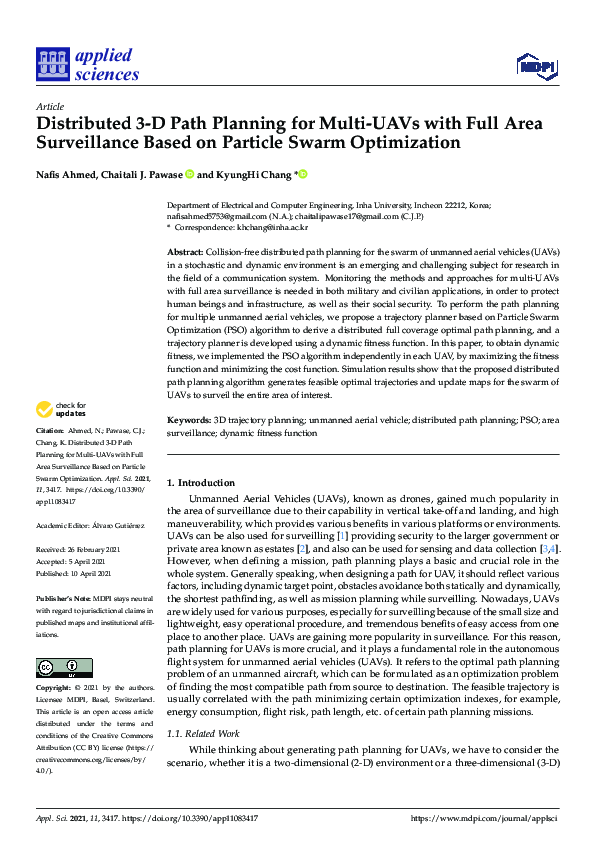 (PDF) Distributed 3-D Path Planning for Multi-UAVs with Full Area Surveillance Based on Particle ...
