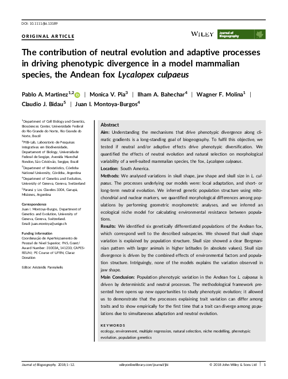 (PDF) The contribution of neutral evolution and adaptive processes in ...