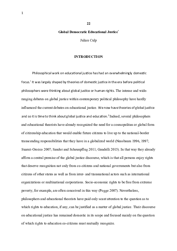 (DOC) 2022. “Global Educational Justice,” in Curren, Randall (ed ...