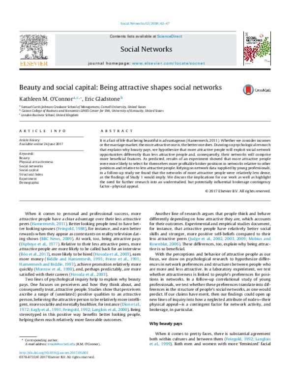 (PDF) Beauty and social capital: Being attractive shapes social networks