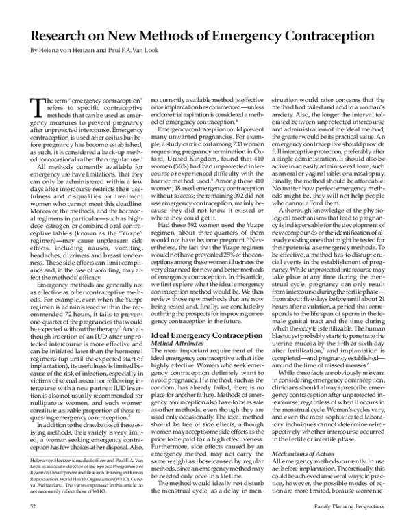 (PDF) Research on New Methods of Emergency Contraception