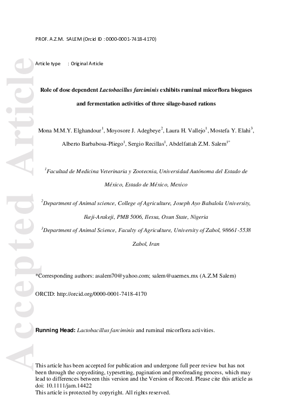 (PDF) Role of dose‐dependent Lactobacillus farciminis on ruminal ...
