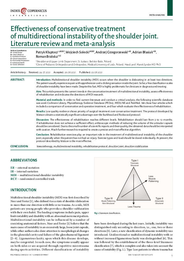 (PDF) Effectiveness of conservative treatment of multidirectional instability of the shoulder ...