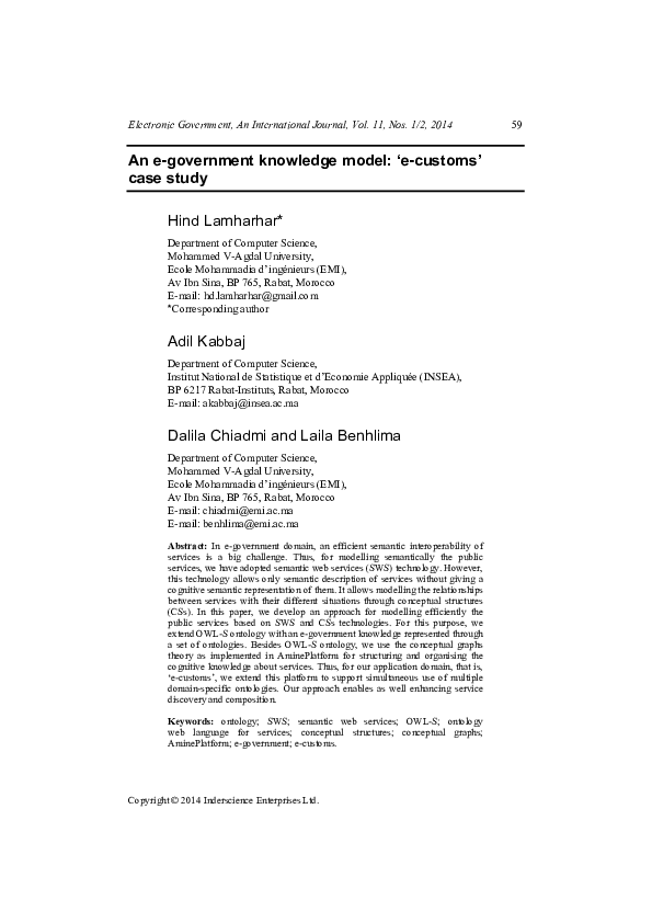 (PDF) An e-government knowledge model: 'e-customs' case study