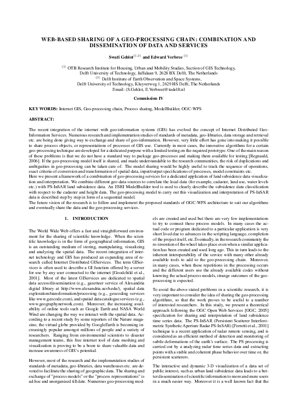 (PDF) Web-Based Sharing of a Geo-Processing Chain: Combination and Dissemination of Data and ...