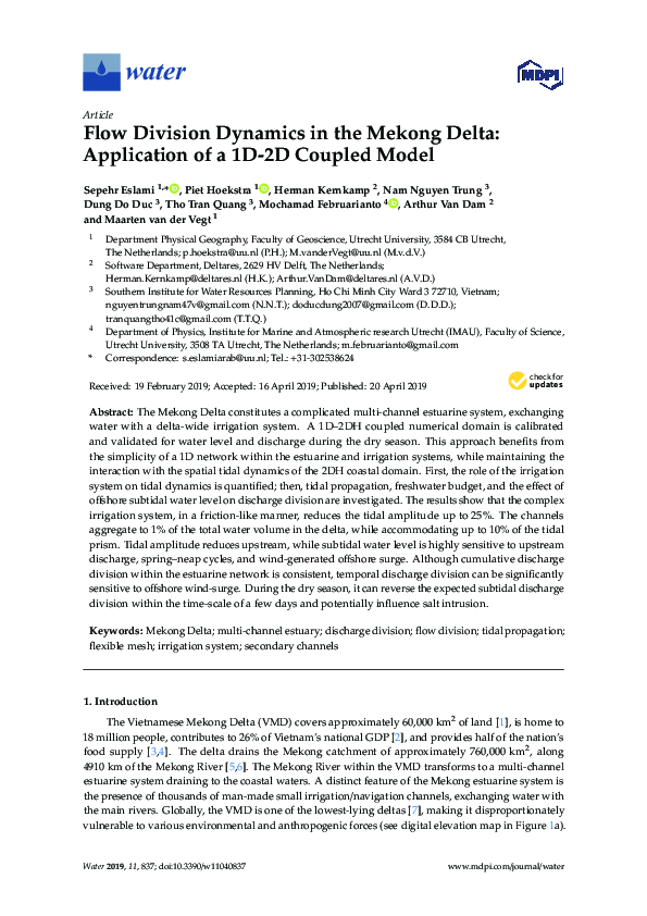(PDF) Flow Division Dynamics in the Mekong Delta: Application of a 1D ...