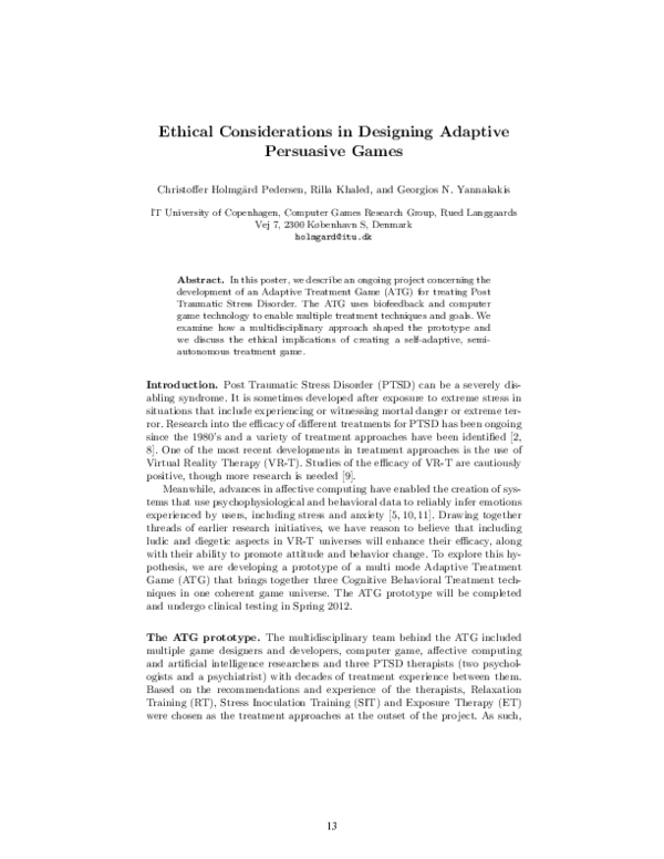 (PDF) Ethical Considerations in Designing Adaptive Persuasive Games