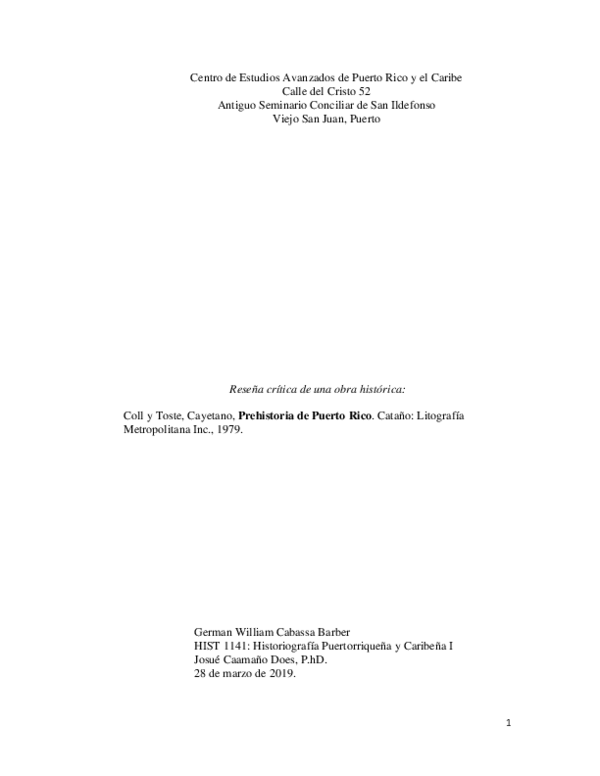 (PDF) Coll y Toste, Cayetano, Prehistoria de Puerto Rico. Cataño ...