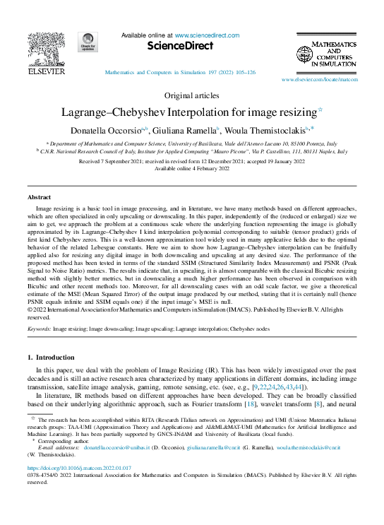 (PDF) Lagrange-Chebyshev Interpolation for image resizing