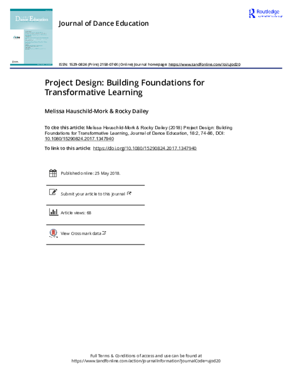 (PDF) Project Design: Building Foundations for Transformative Learning