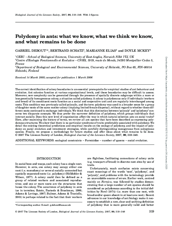 (PDF) Polydomy in ants: what we know, what we think we know, and what ...