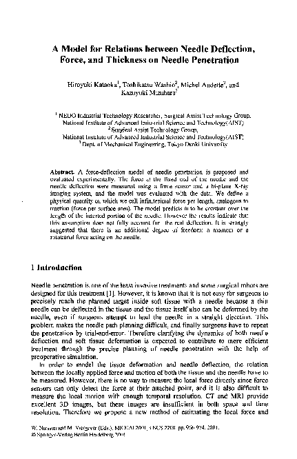 (PDF) A Model for Relations Between Needle Deflection, Force, and ...