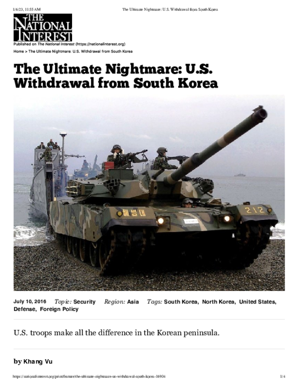 (PDF) The Ultimate Nightmare: U.S. Withdrawal from South Korea