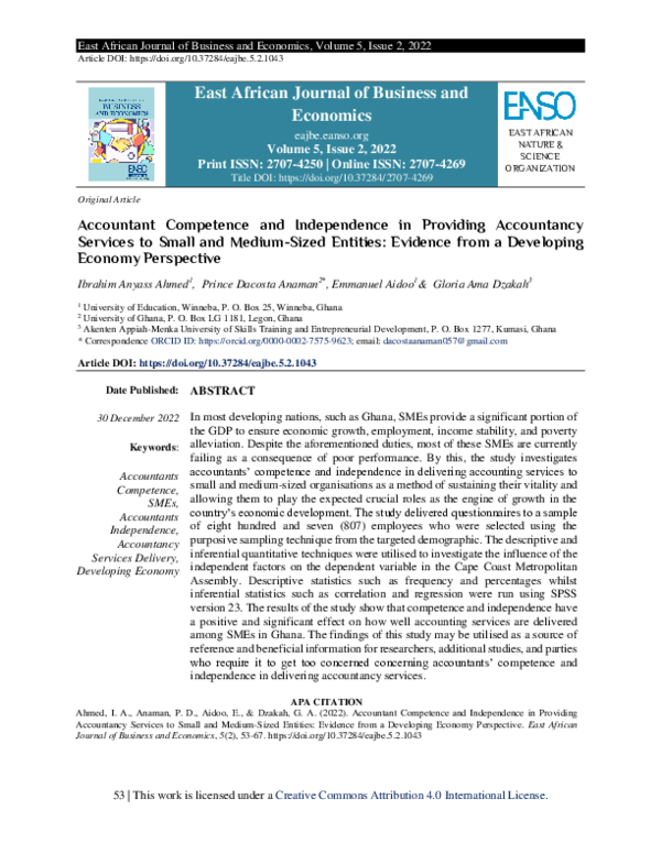 (PDF) Accountant Competence and Independence in Providing Accountancy ...